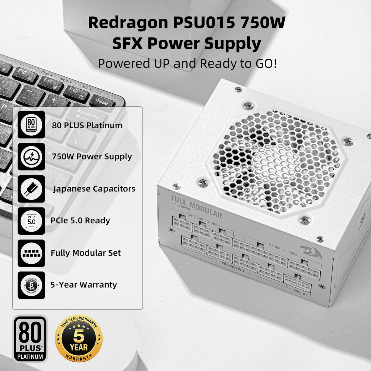 Redragon 80+ Platium 750 Watt SFX Fully Modular Power Supply w/ATX ...