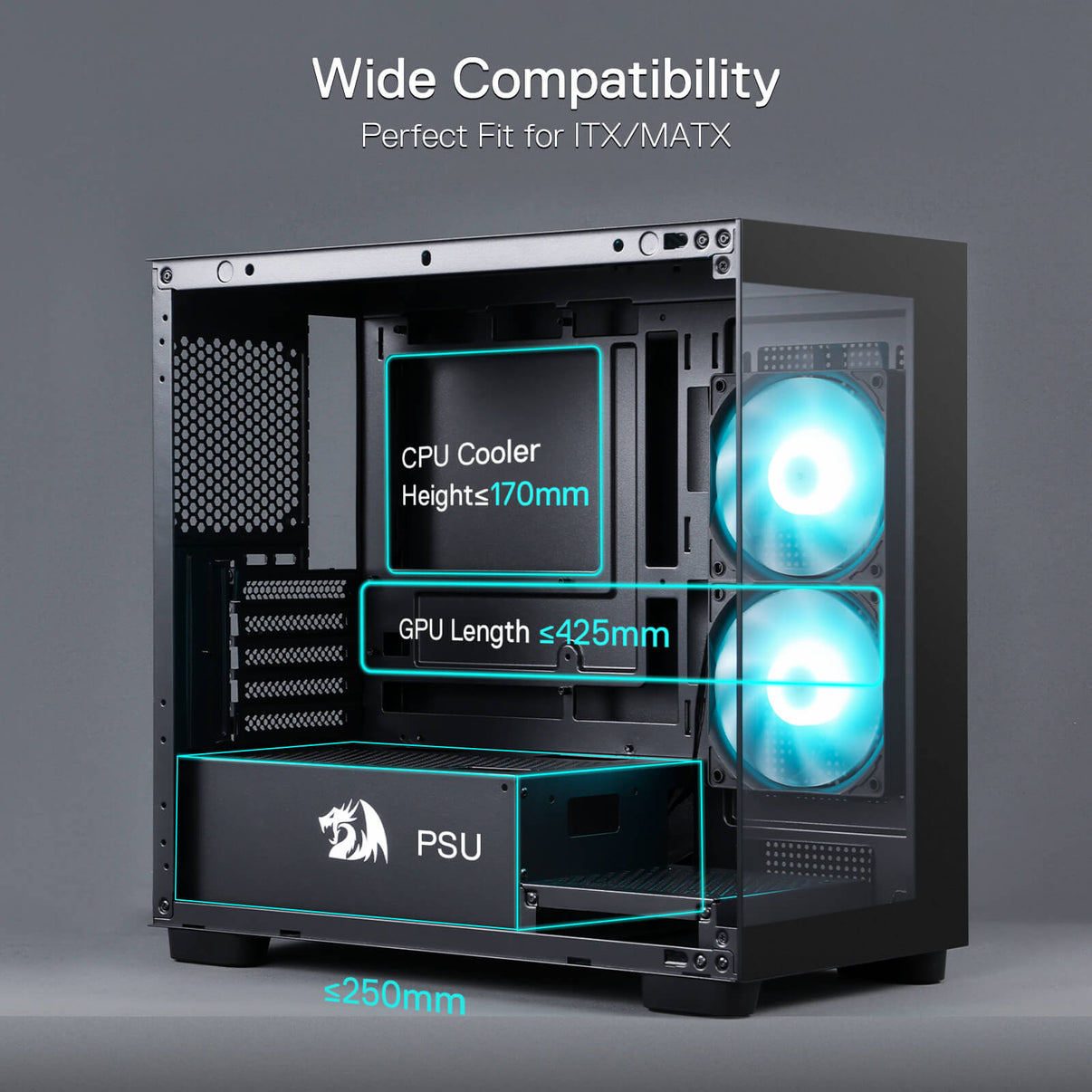 Redragon GRINDOR GC218M Back-Mounted PC Case | M-ATX Computer Chassis ...