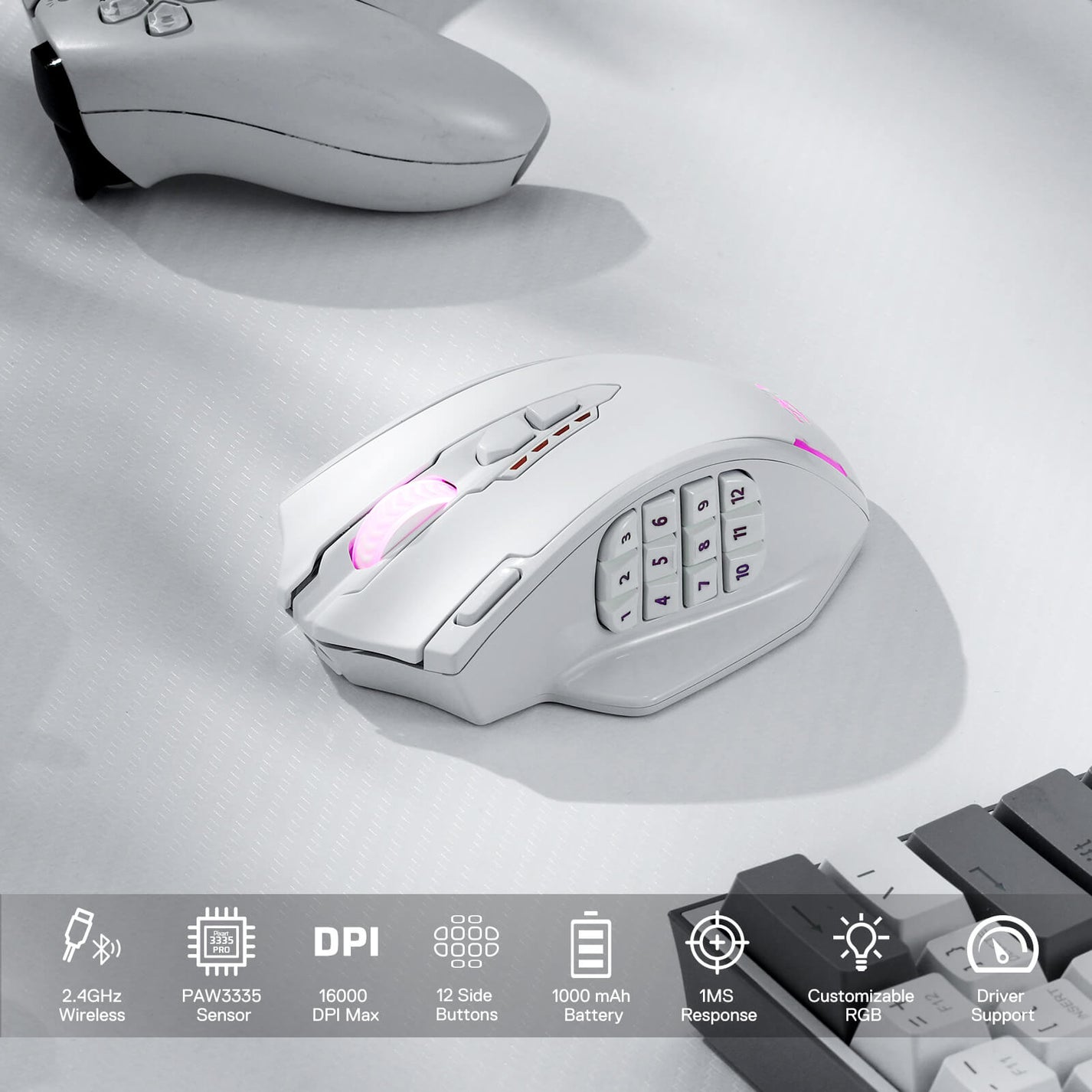 Redragon RGB Wireless Gaming Mouse Impact Elite M913 | 20 Programmable ...
