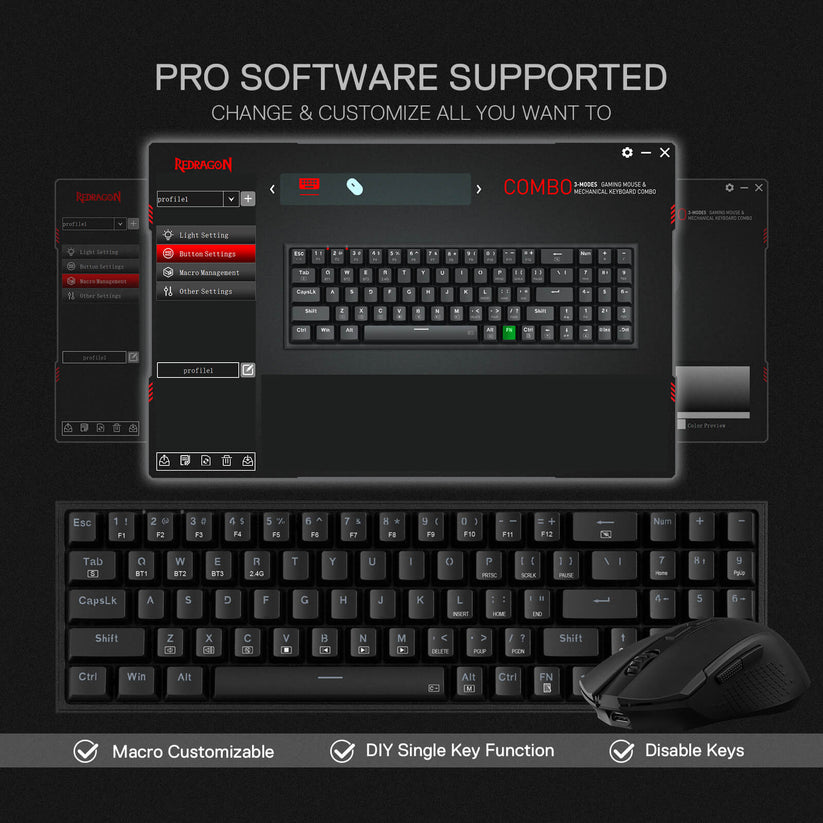 Redragon BS136 Tri-Mode Gaming Keyboard & Mouse Combo – Redragonshop