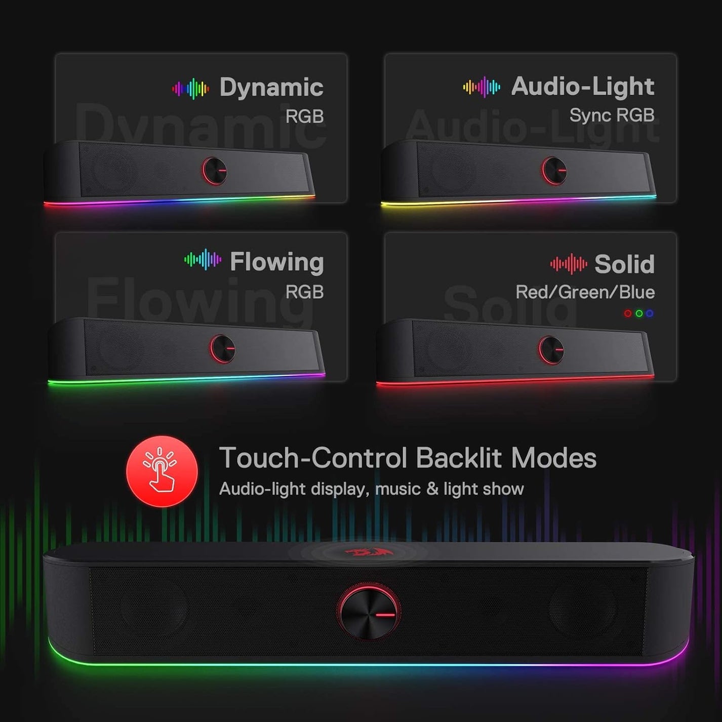 Redragon ADIEMUS GS560 RGB Desktop Soundbar | 2.0 Channel Computer TV ...