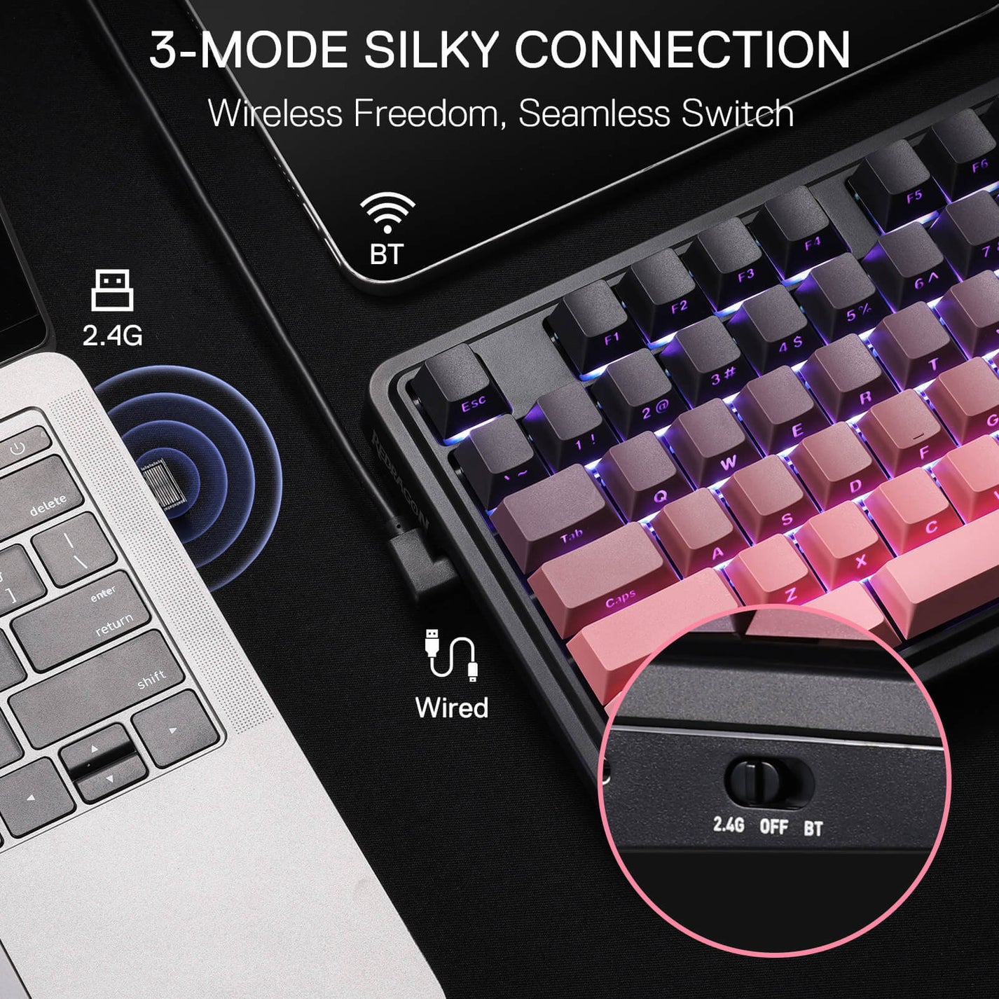 Redragon ANTONIUM K728 PRO 80% TKL Wireless Gasket RGB Gaming Keyboard – Redragonshop