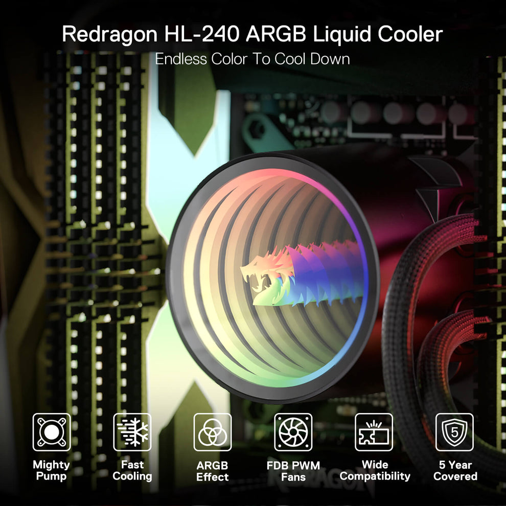 Redragon ARGB Liquid Cooling System with 3300 RPM Radiator – Redragonshop