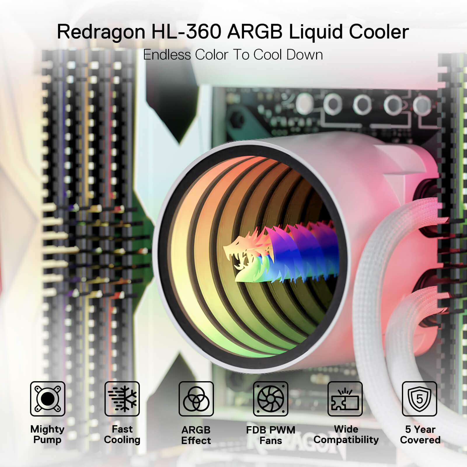 Redragon ARGB Liquid Cooling System with 3300 RPM Radiator – Redragonshop