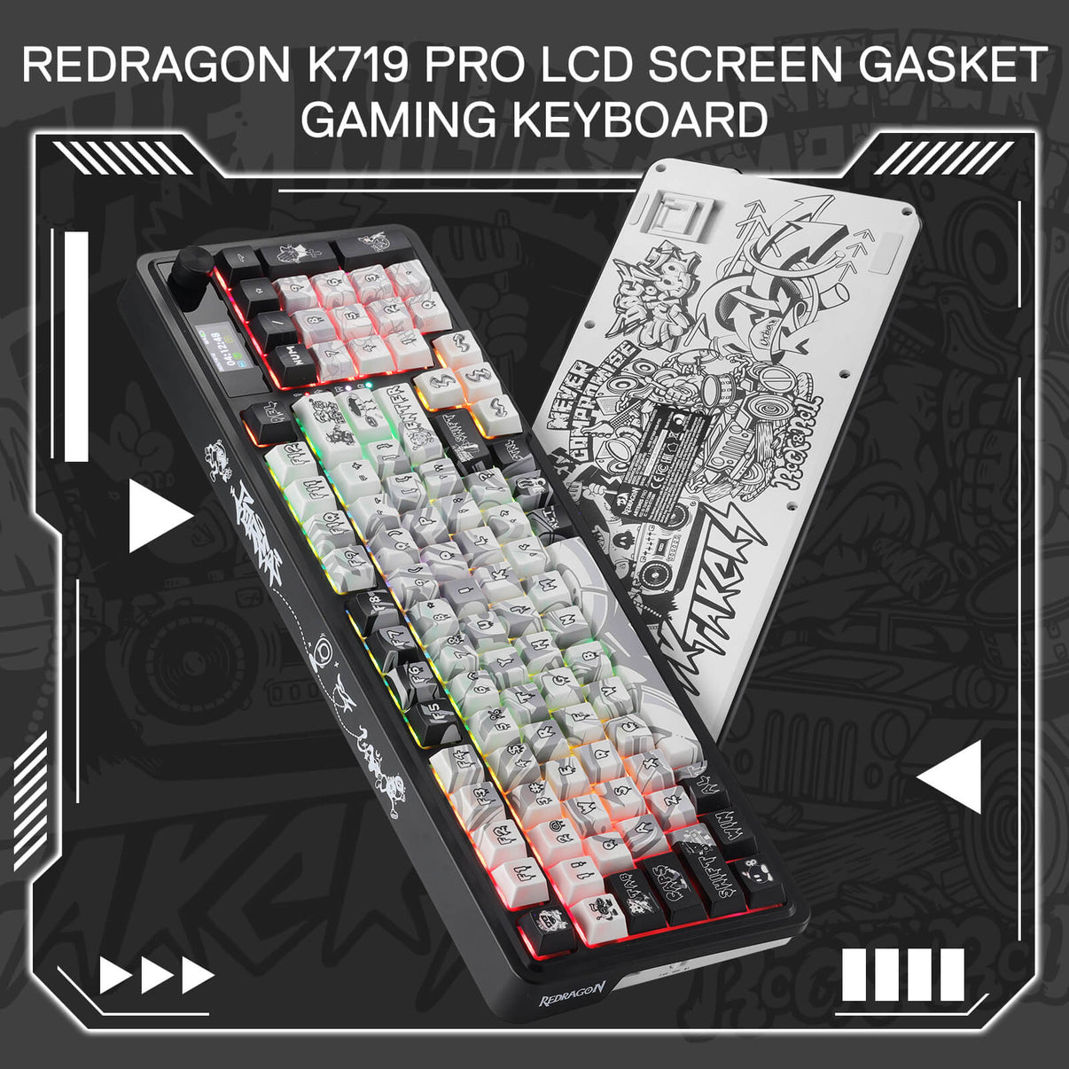 Redragon ARTEMIS K719 PRO 96% Black Graffiti Mechanical Keyboard ...