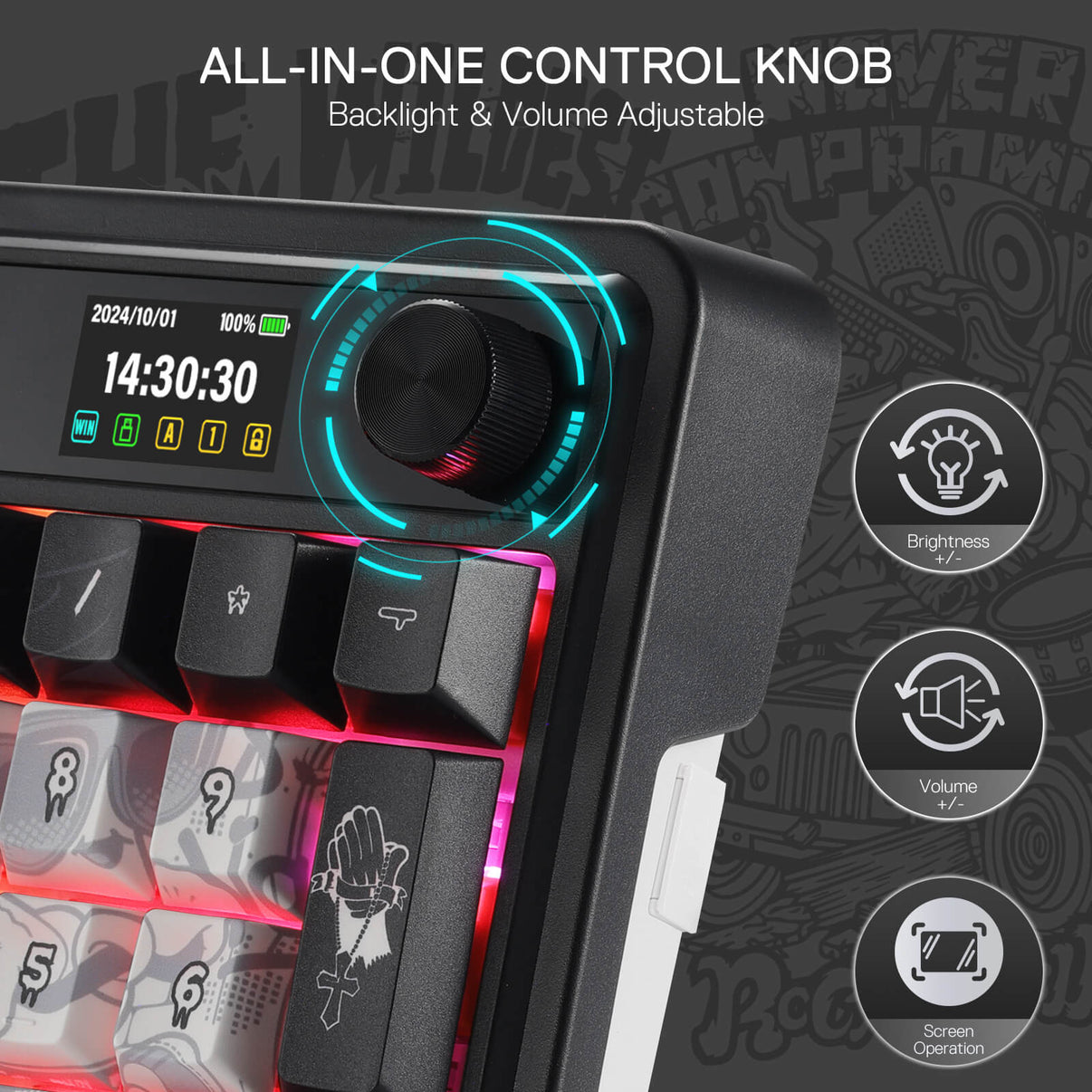 Redragon ARTEMIS K719 PRO 96% Black Graffiti Mechanical Keyboard ...