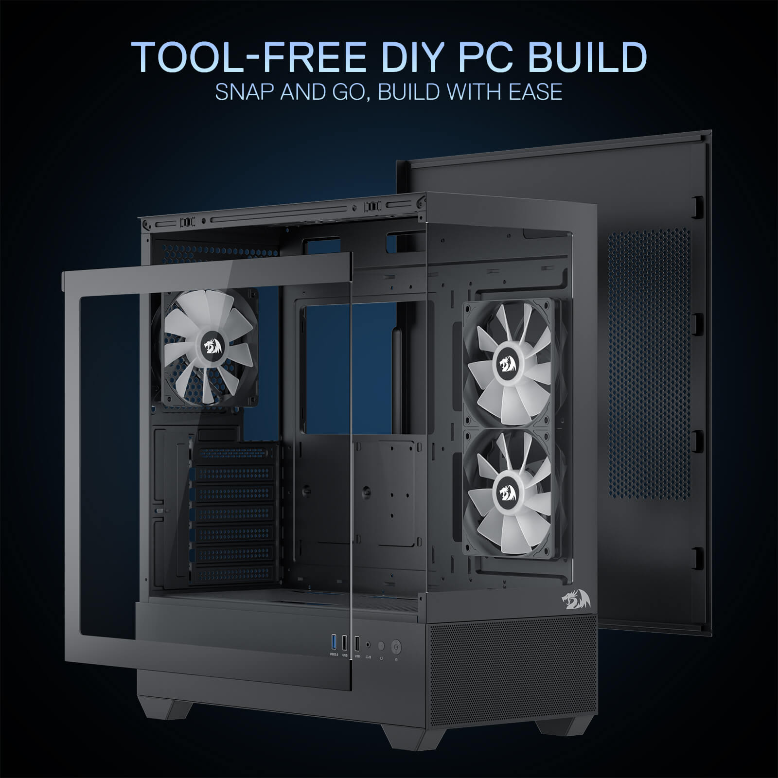 Redragon REFLECT FLOW CA606 Gaming PC Case | ATX Computer Chassis ...