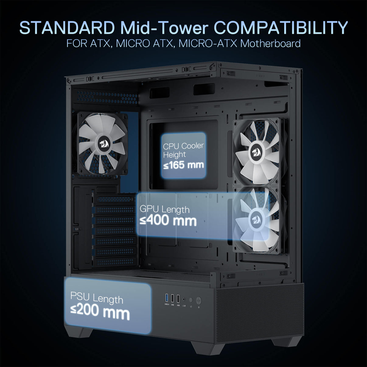 Redragon REFLECT FLOW CA606 Gaming PC Case | ATX Computer Chassis ...