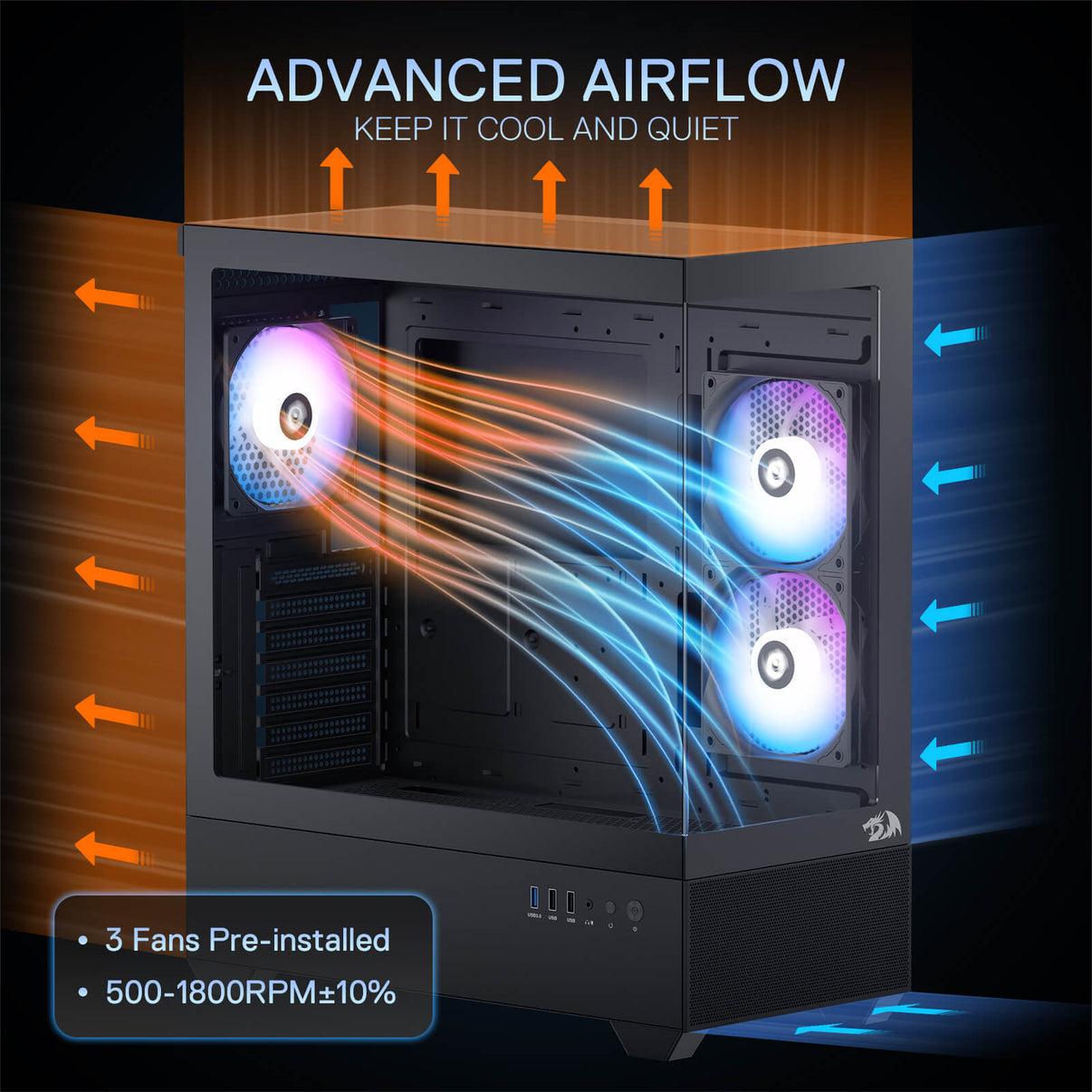 Redragon REFLECT FLOW CA606 Gaming PC Case | ATX Computer Chassis ...