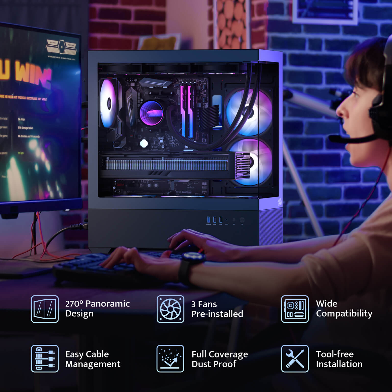 Redragon REFLECT FLOW CA606 Gaming PC Case | ATX Computer Chassis ...