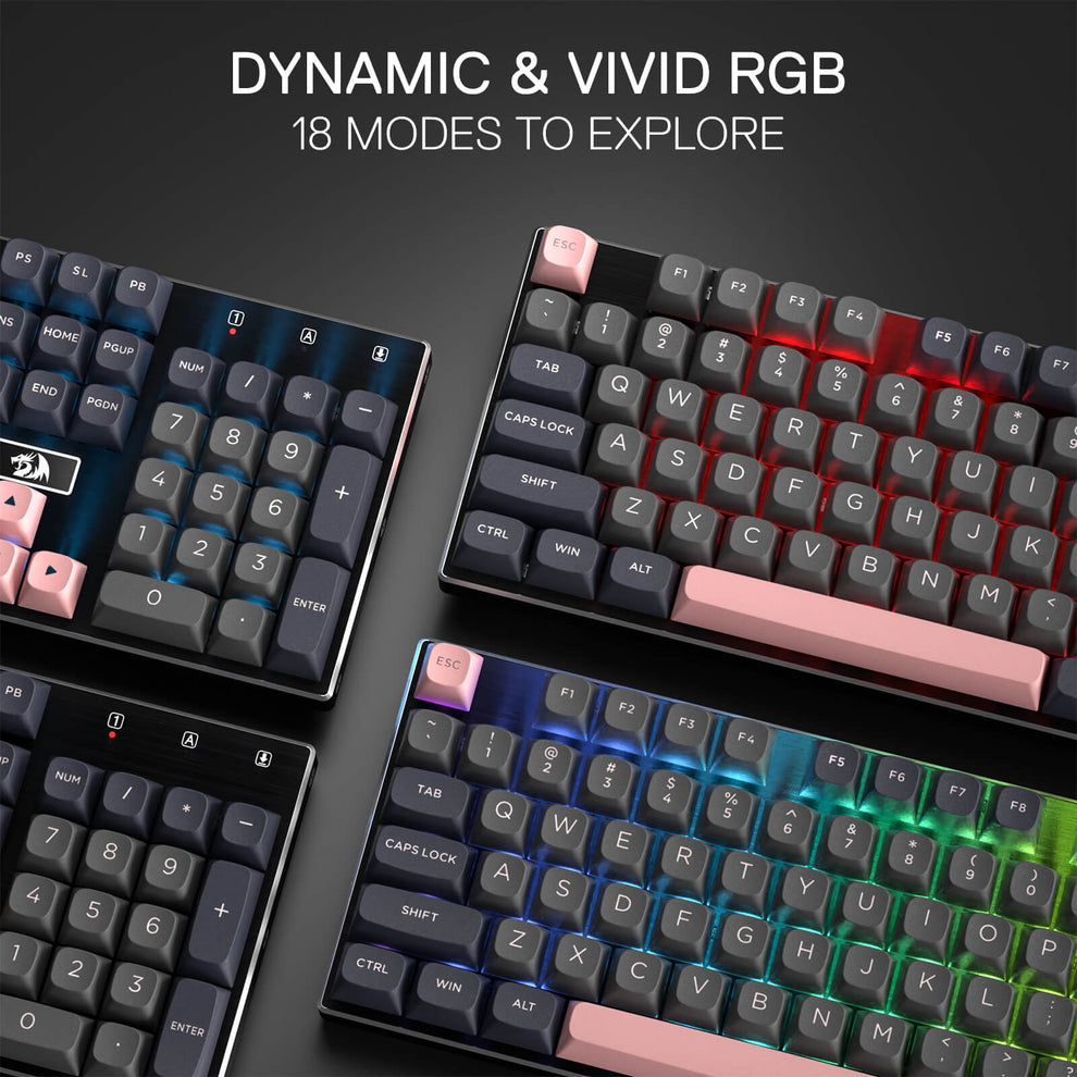 Redragon DEVARAJAS K556 SE Pink RGB Mechanical Gaming Keyboard ...