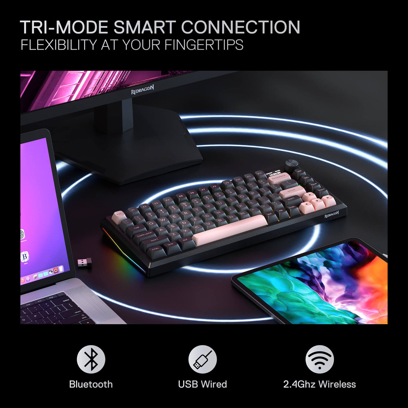 Redragon ECLIPSE K720 PRO 75% CNC Aluminum Gasket Gaming Keyboard ...