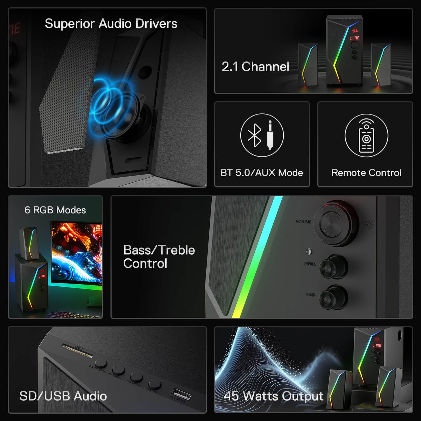 Redragon ANVIL GS520 PRO 2.1 Channel Gaming Speaker – Redragonshop