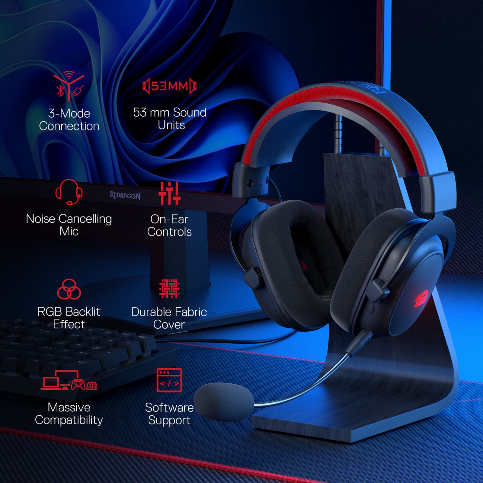 Redragon H510 Zeus-X RGB Wireless Gaming Headset with Mic – Redragonshop