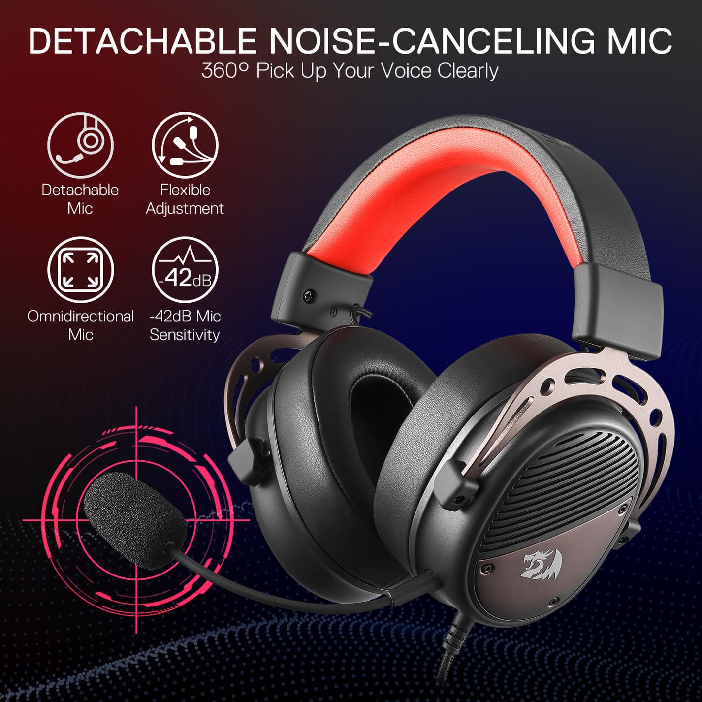 Redragon THORIDAL H730 USB Wired Gaming Headset with 53mm Drivers ...