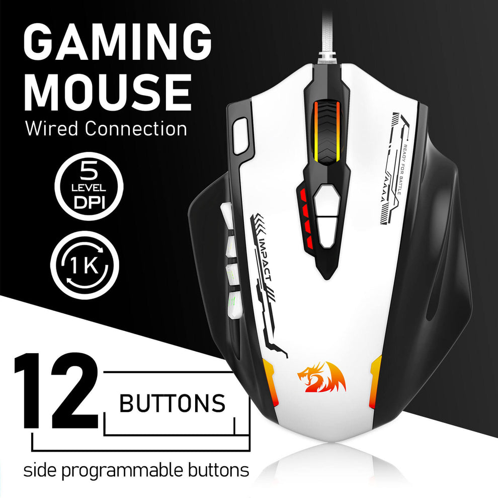 Redragon IMPACT M908 SE RGB MMO Gaming Mouse with 18 Programmable ...