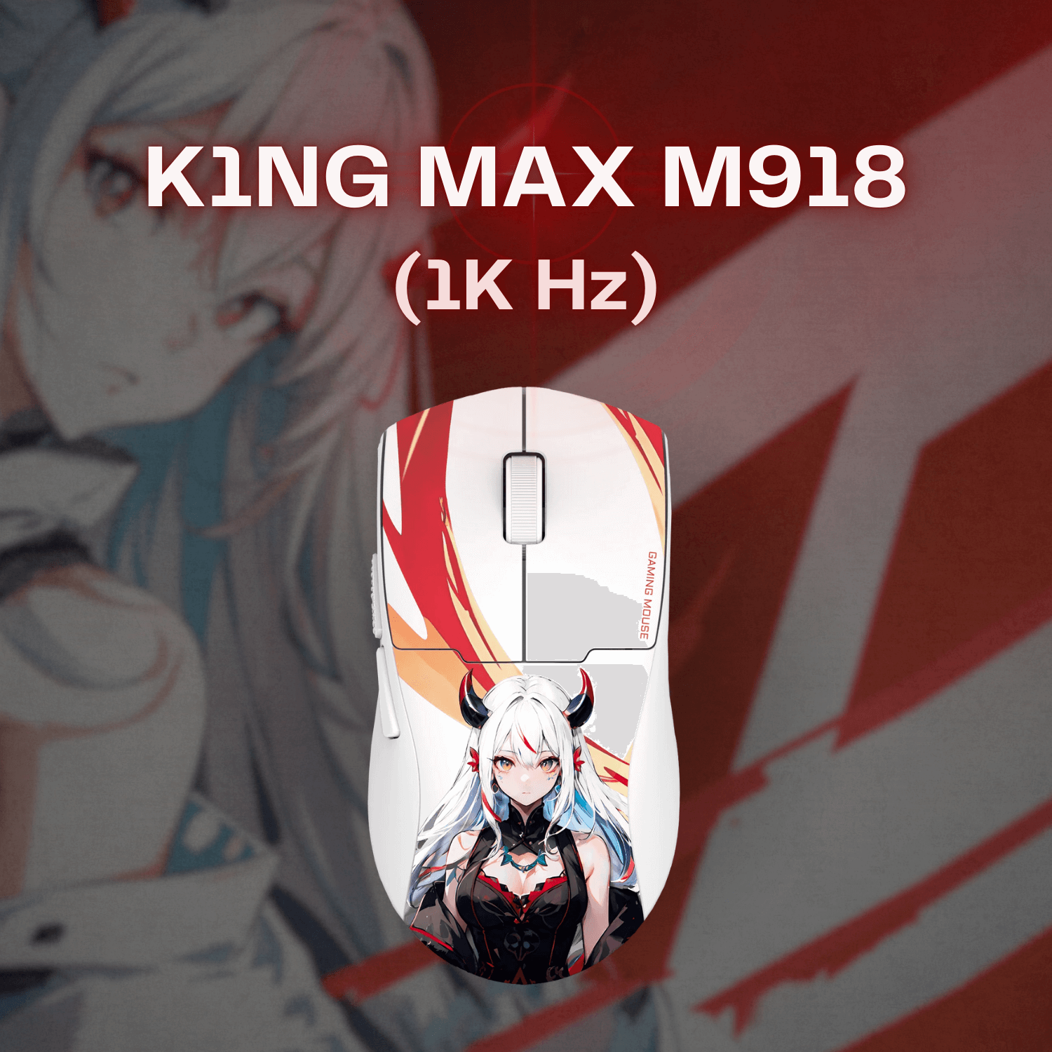 Redragon K1NG M918 MAX 1K Hz 3-Mode Wireless Anime Gaming Mouse ...