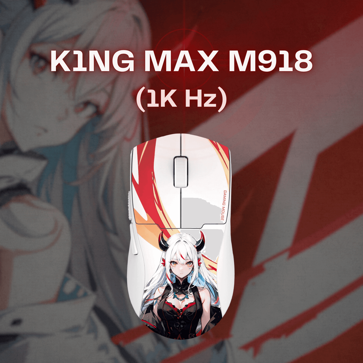 Redragon K1NG M918 MAX 1K Hz 3-Mode Wireless Anime Gaming Mouse ...