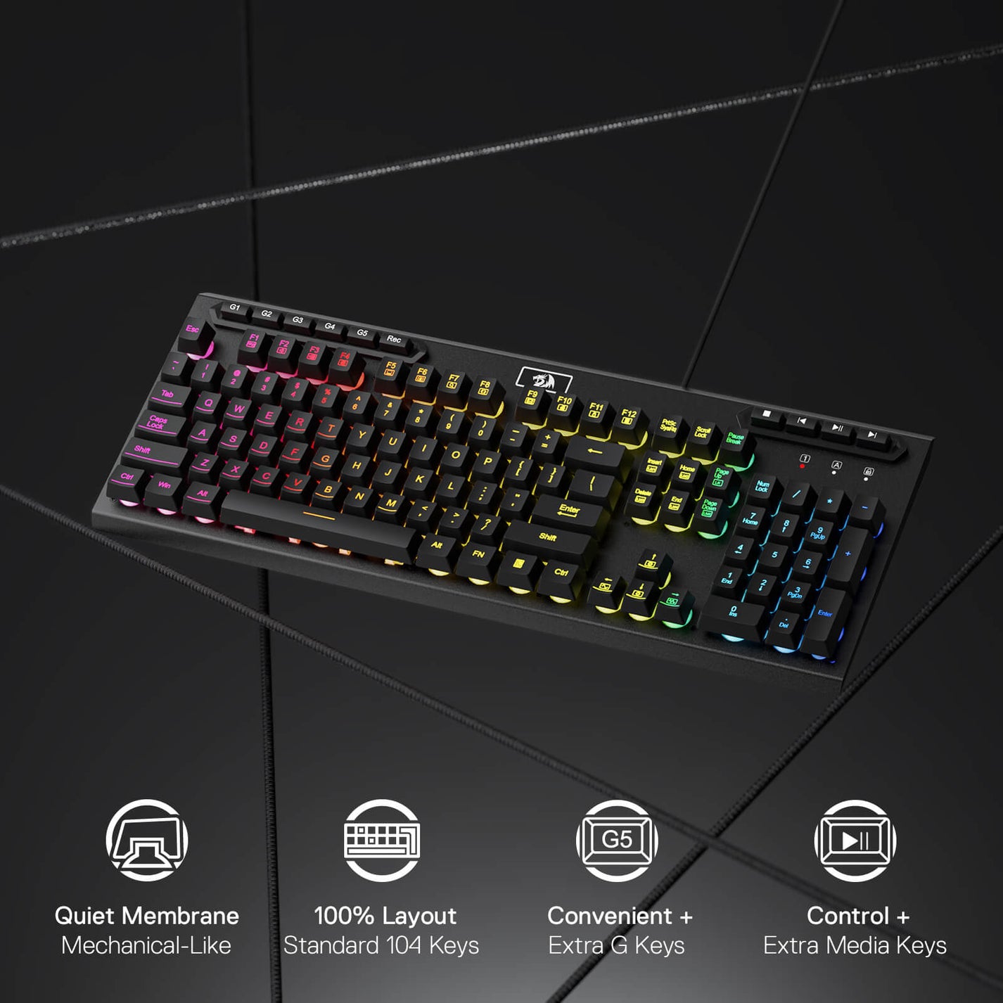 Redragon ADITYA K513 Membrane Gaming Keyboard w/ 5 On-Board Macro Keys – Redragonshop