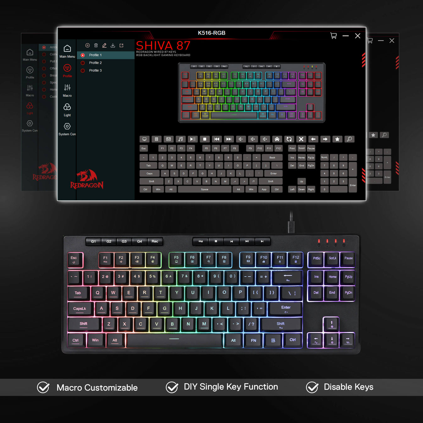 Redragon SHIVA K516 87 Keys TKL Wired Mechanical Gaming Keyboard ...