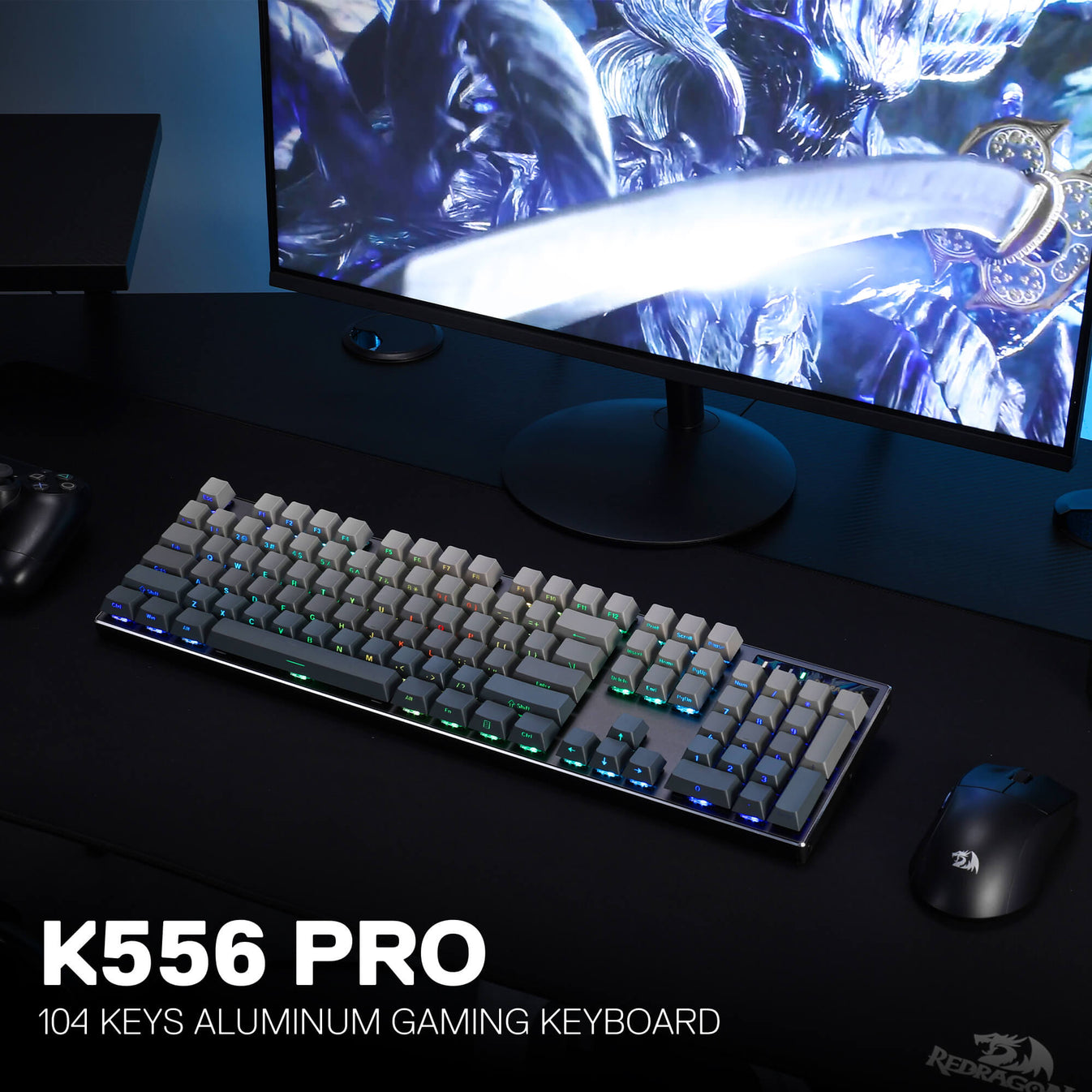 Redragon K556 PRO Wireless RGB Aluminum Keyboard with Black Side ...