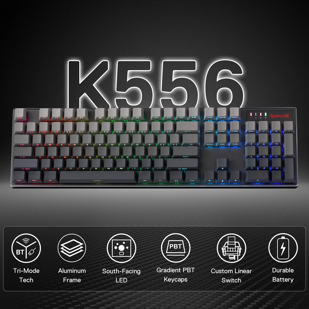 Redragon K556 PRO Wireless RGB Aluminum Keyboard with Black Side ...