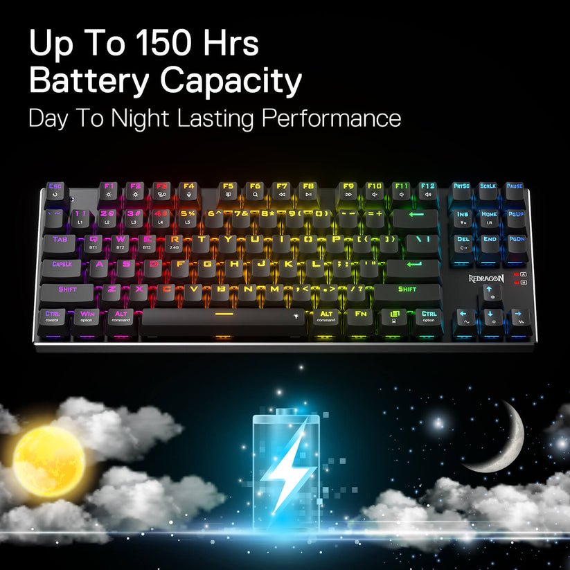 Redragon K556 TKL RGB Wired/Tri-Mode Wireless Mechanical Gaming ...