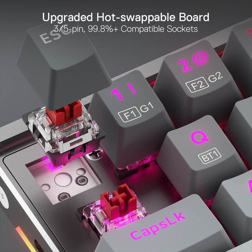 Redragon K641 SHACO PRO 65% Aluminum Mechanical Keyboard, Blue & Grey ...
