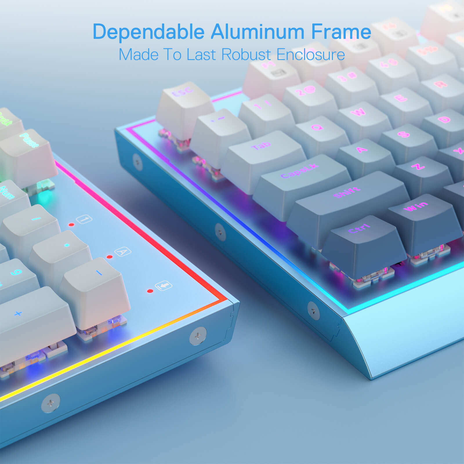 Redragon K654 104 Keys RGB Gaming Keyboard w/ Weighted Aluminum Frame ...