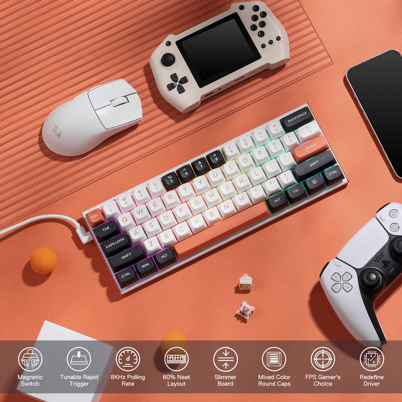 Redragon K683 60% 8K Magnetic Hall Effect Rapid Trigger Gaming Keyboard ...