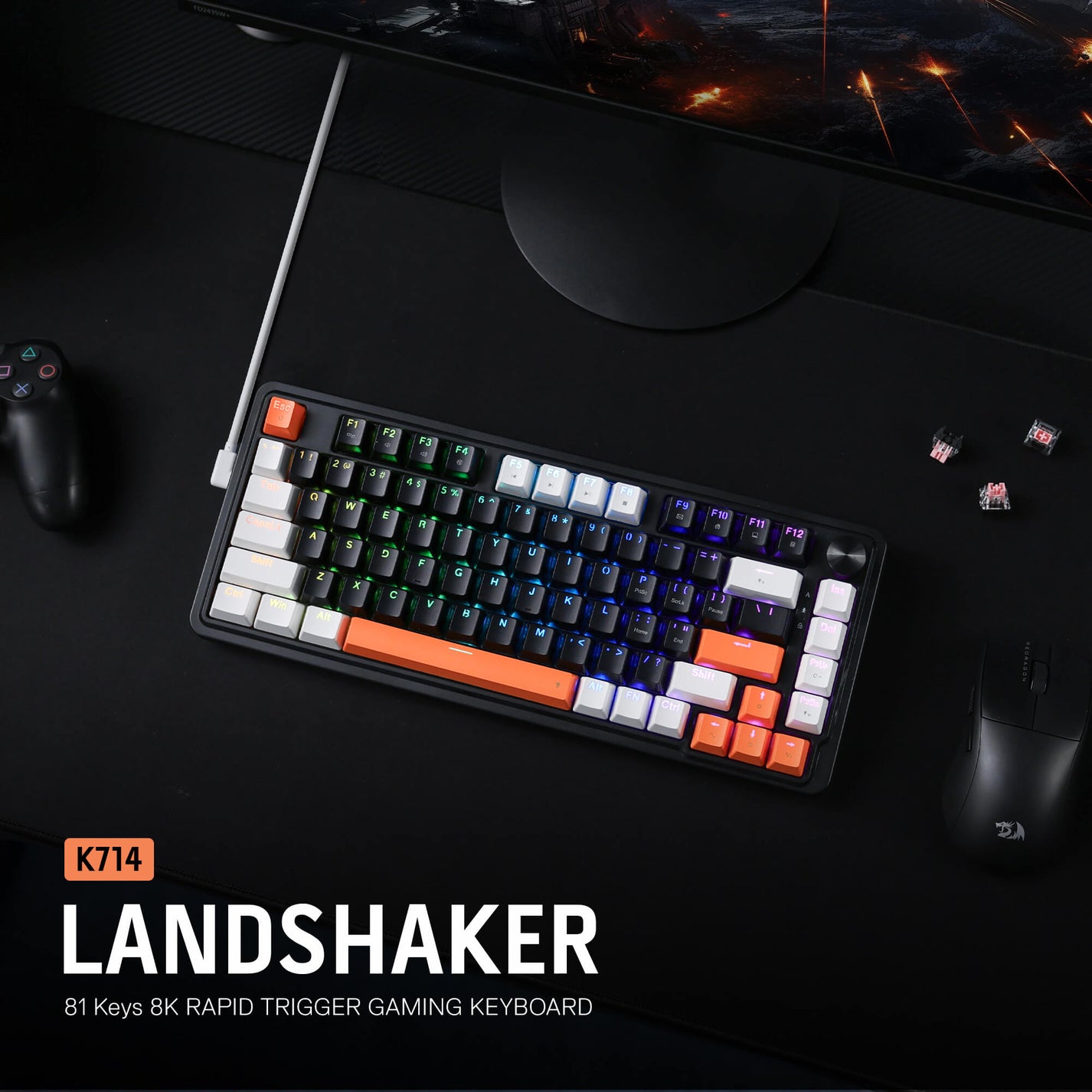 Redragon LANDSHAKER K714 81 Keys Rapid Trigger Magnetic HE Gaming Keyboard – Redragonshop
