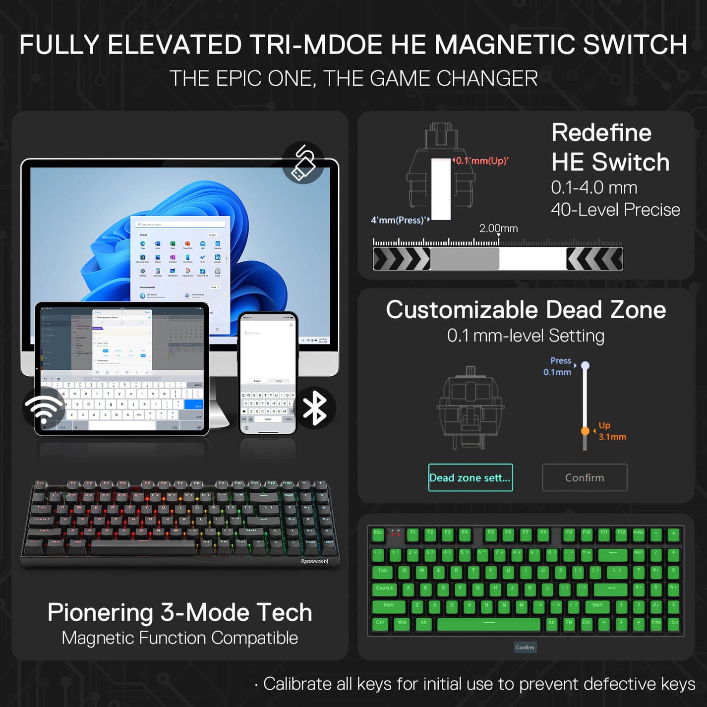 Redragon NEPHRITE K736 PRO 94 Keys Rapid Trigger Magnetic HE Gaming Keyboard – Redragonshop