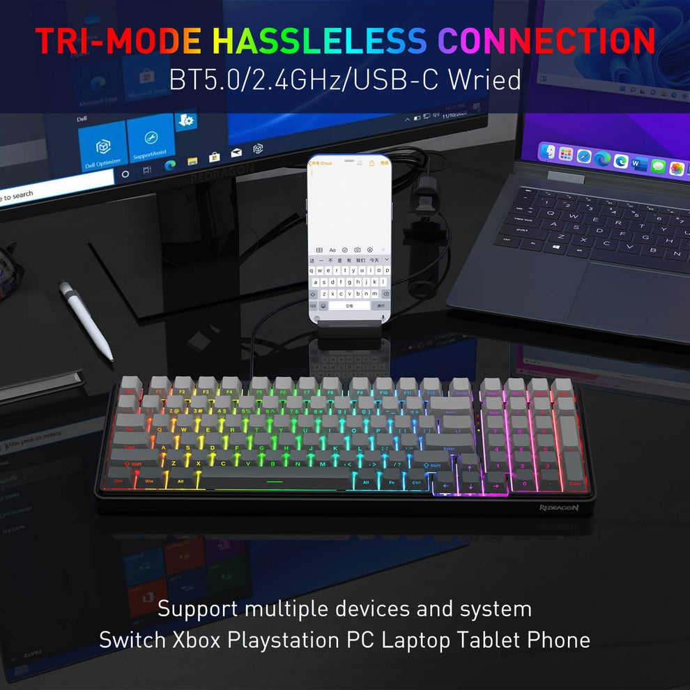 Redragon FAYE K744 PRO 99 Keys Wireless Gasket Mechanical Keyboard ...