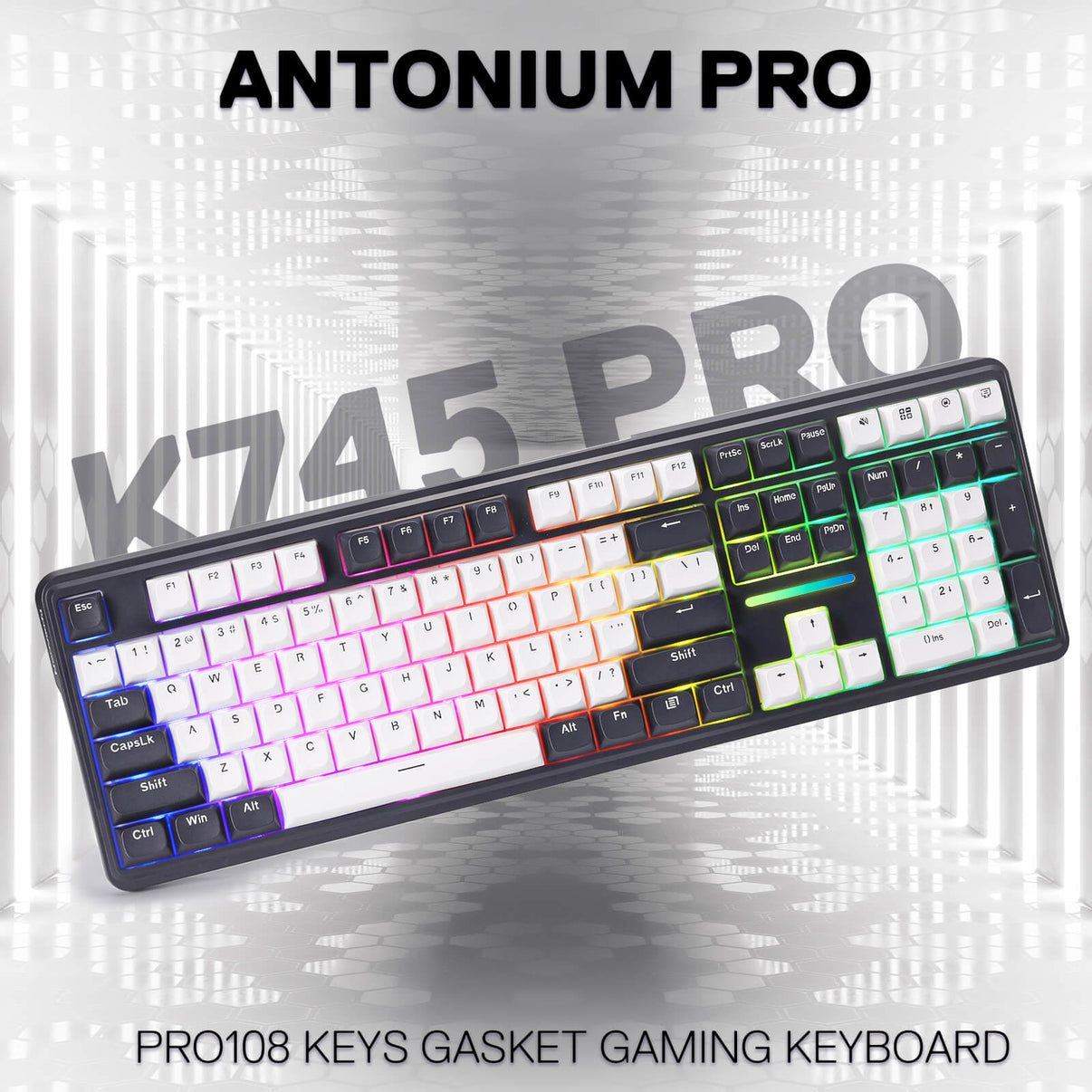 Redragon ANTONIUM K745 PRO 108 Keys Wireless Gasket Mechanical Keyboard ...