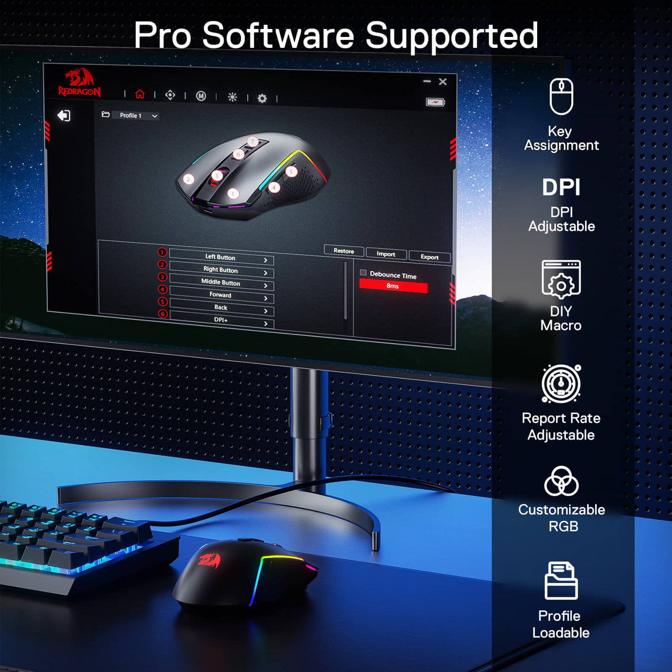 Redragon M693 LIT RGB Wireless Gaming Mouse for FPS & Competitive Play ...