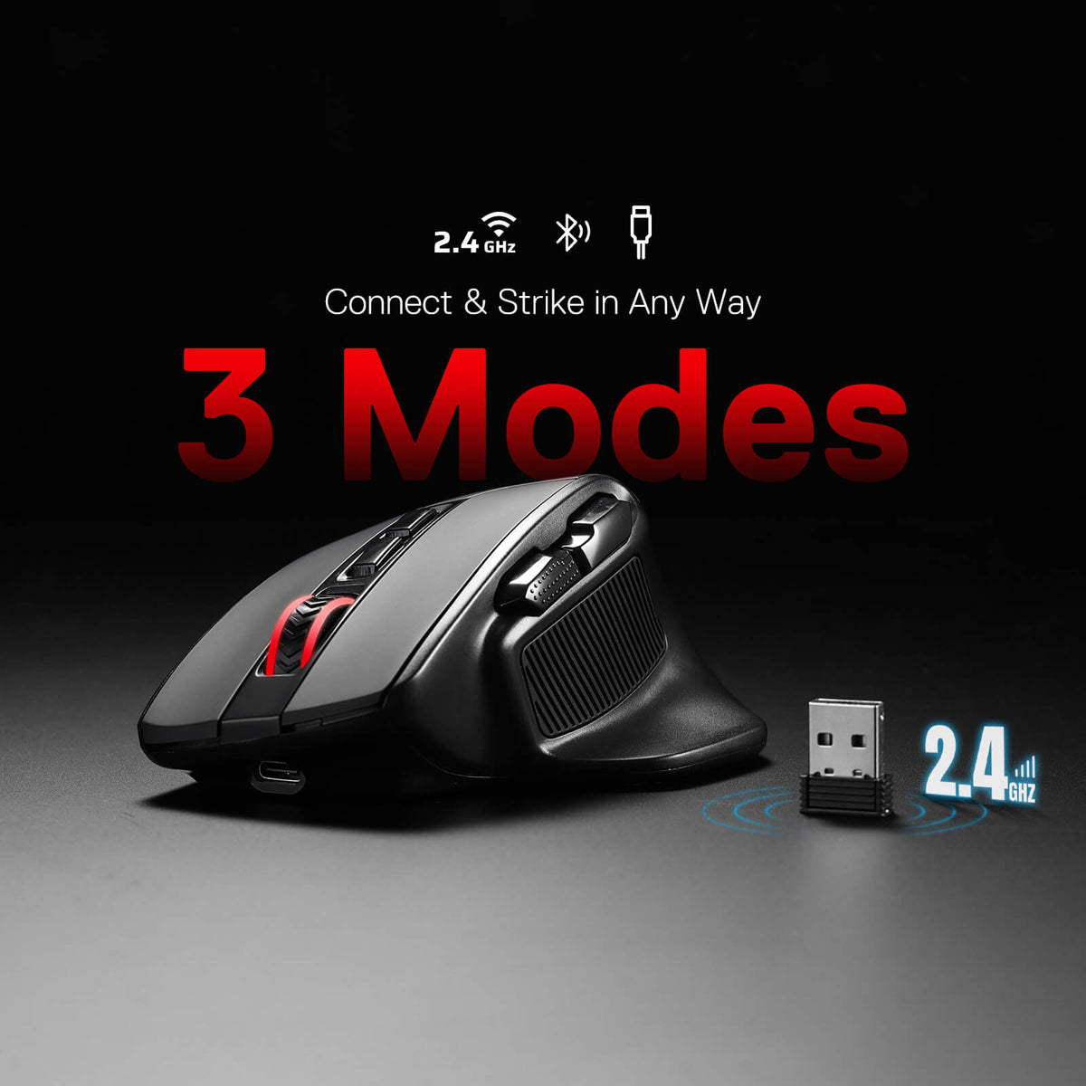 Redragon M806 Bullseye Wireless Gaming Mouse w/ 3-Mode Connection ...