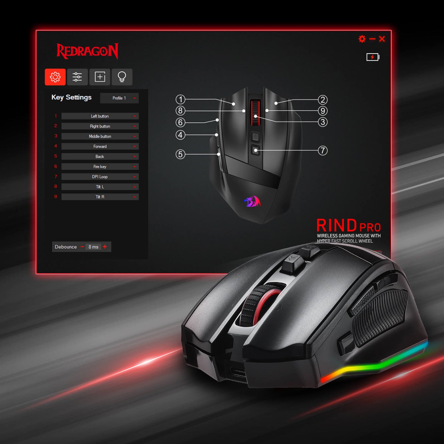 Redragon RIND M813 PRO 3-Mode RGB Gaming Mouse – Redragonshop