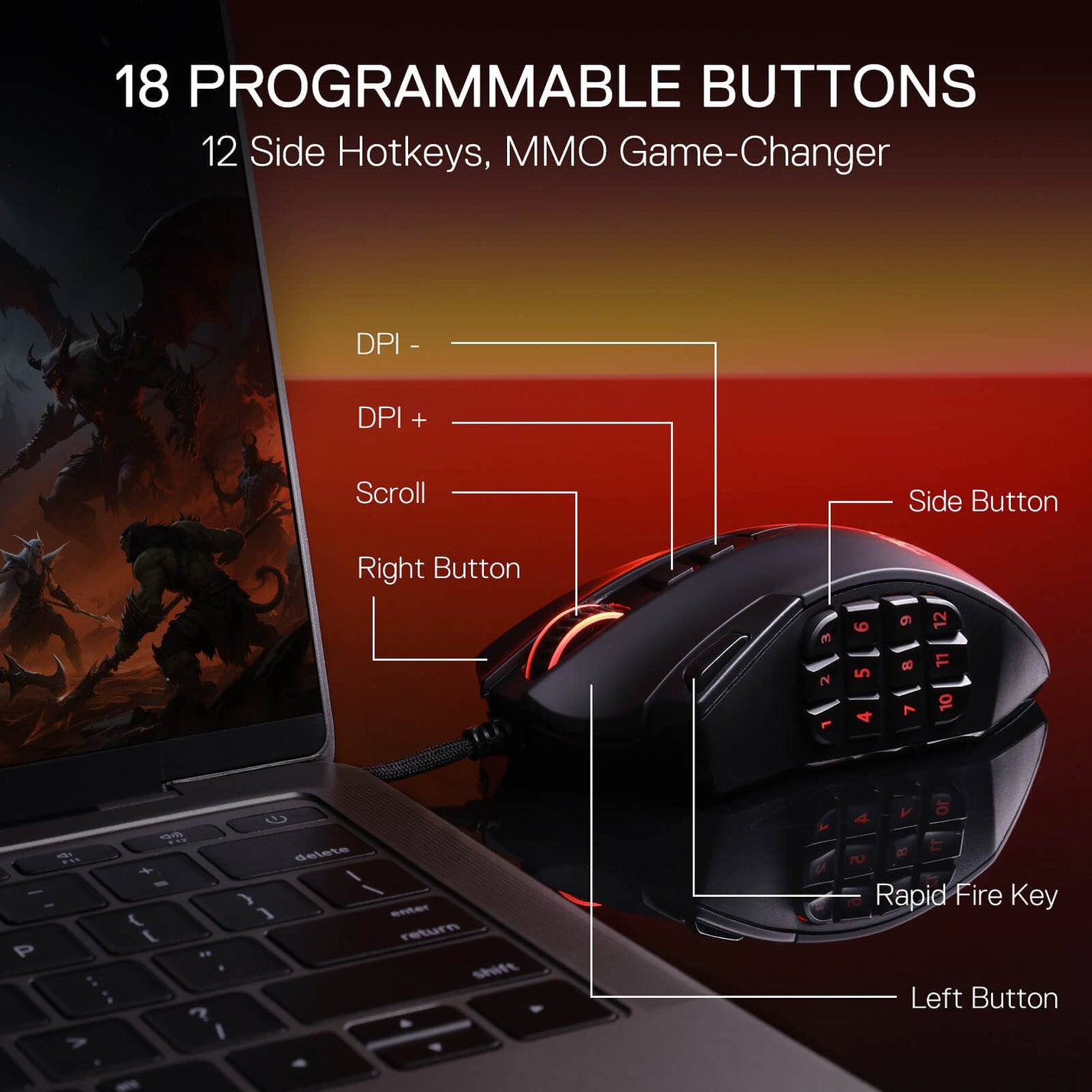 Redragon M921 AZZINOTH RGB MMO Gaming Mouse | 18 Programmable Buttons ...
