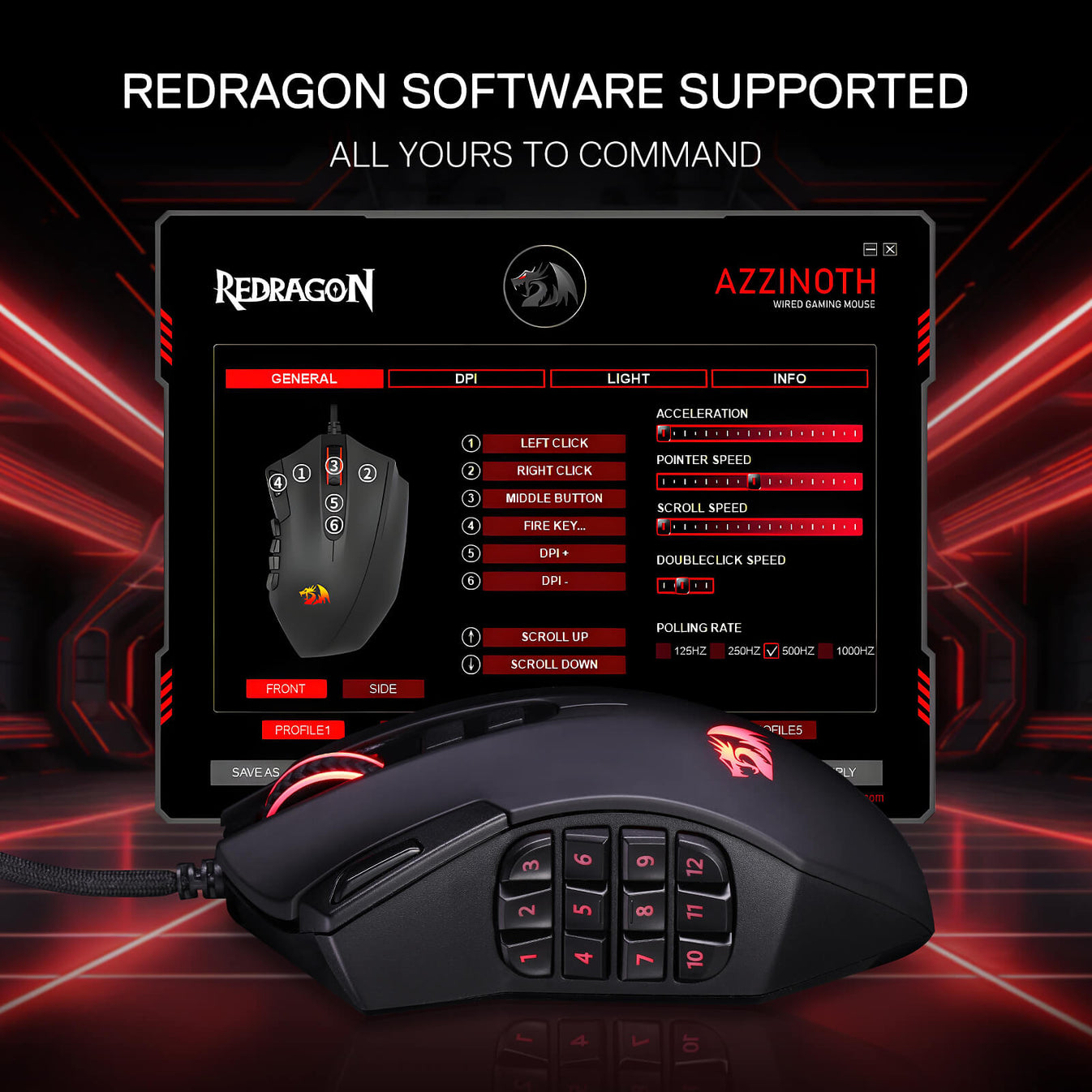 Redragon M921 AZZINOTH RGB MMO Gaming Mouse | 18 Programmable Buttons ...