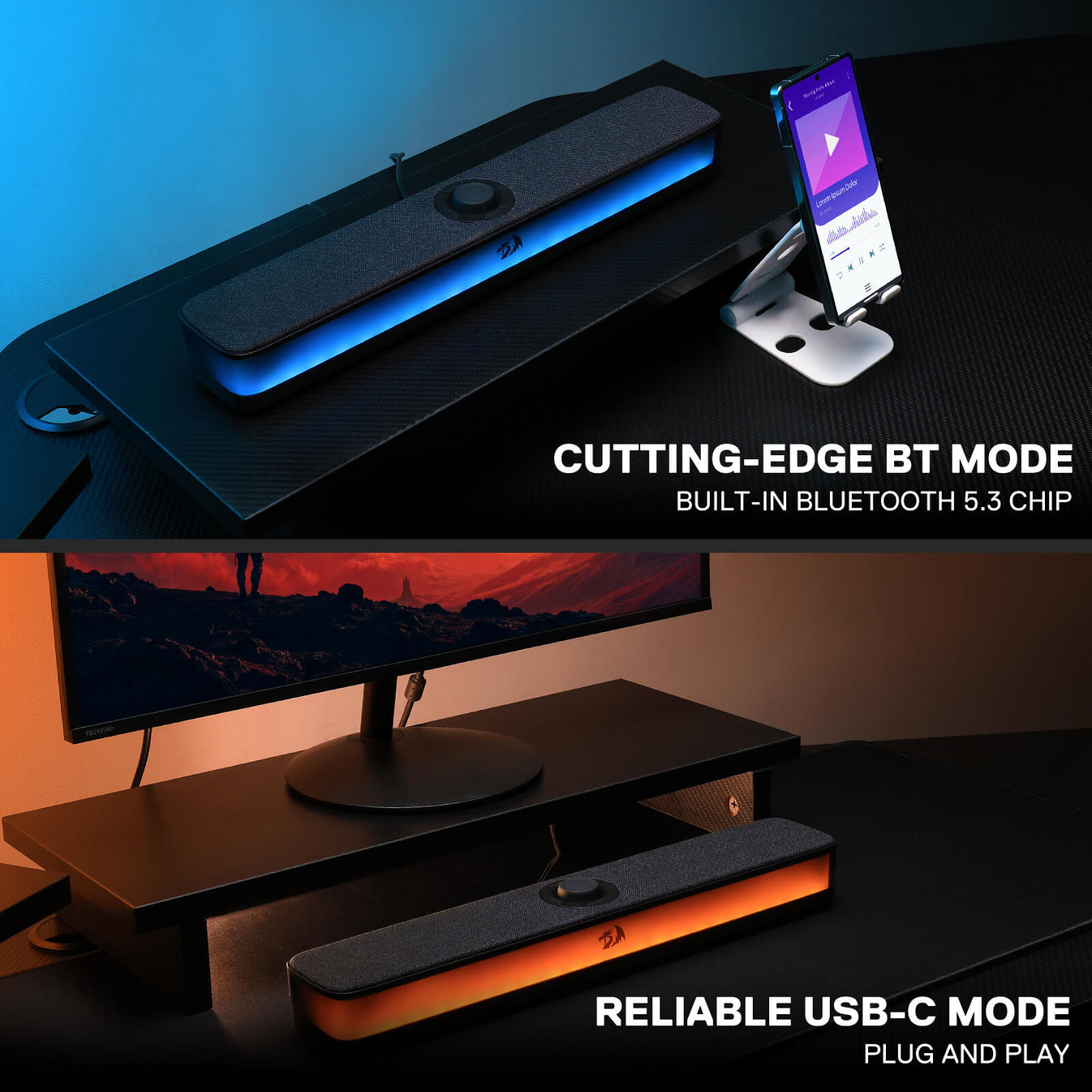 Redragon NEO GS515 RGB Desktop Soundbar | 2.0 Channel Computer Speaker ...