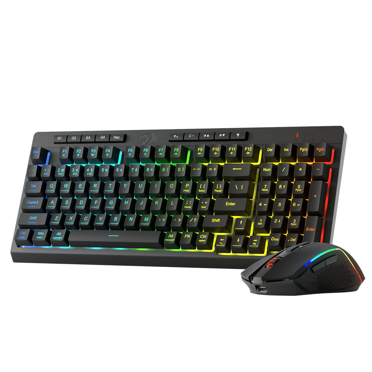 Redragon RYLO PRO S142 Tri-Mode Membrane Gaming Keyboard & Mouse Combo ...