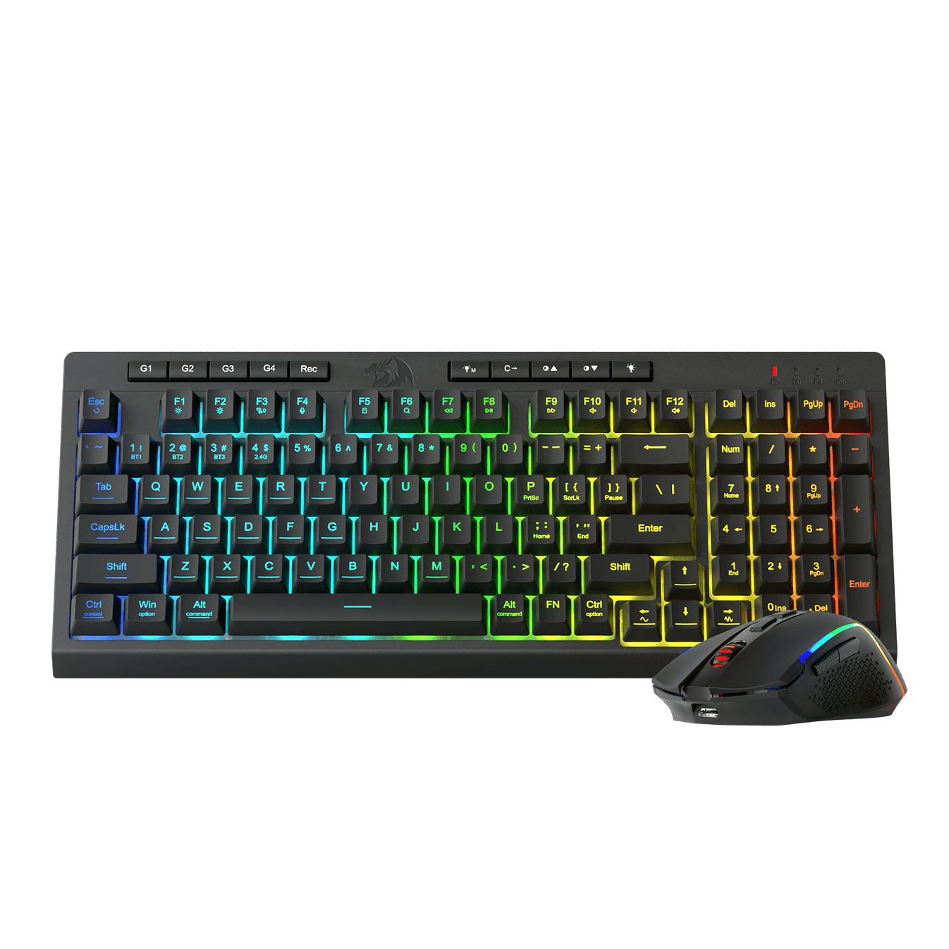 Redragon RYLO PRO S142 Tri-Mode Membrane Gaming Keyboard & Mouse Combo ...