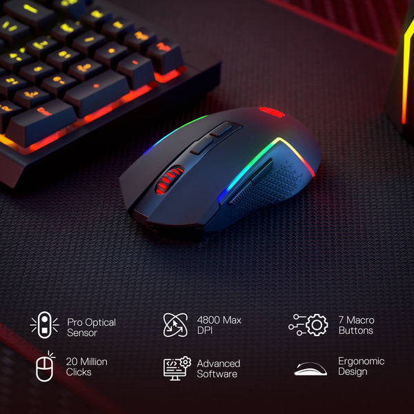 Redragon RYLO PRO S142 Tri-Mode Membrane Gaming Keyboard & Mouse Combo ...