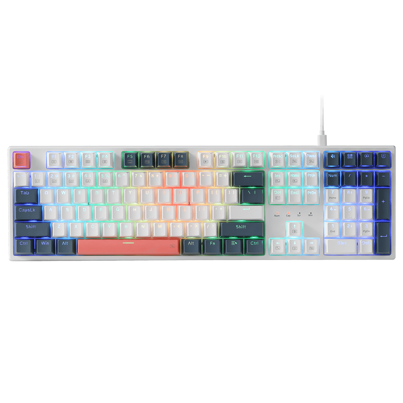 Redragon TRUNDLE K668 Hot-swappable Gaming Keyboard Mixed Color Keycaps ...