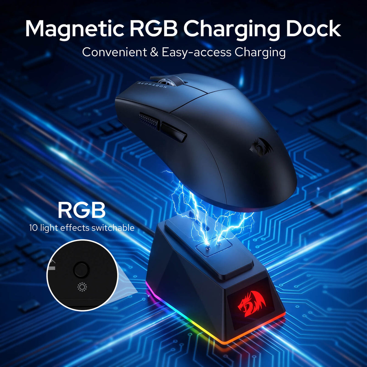Redragon M999 Wireless Gaming Mouse 45000 DPI with RGB Dock – Redragonshop