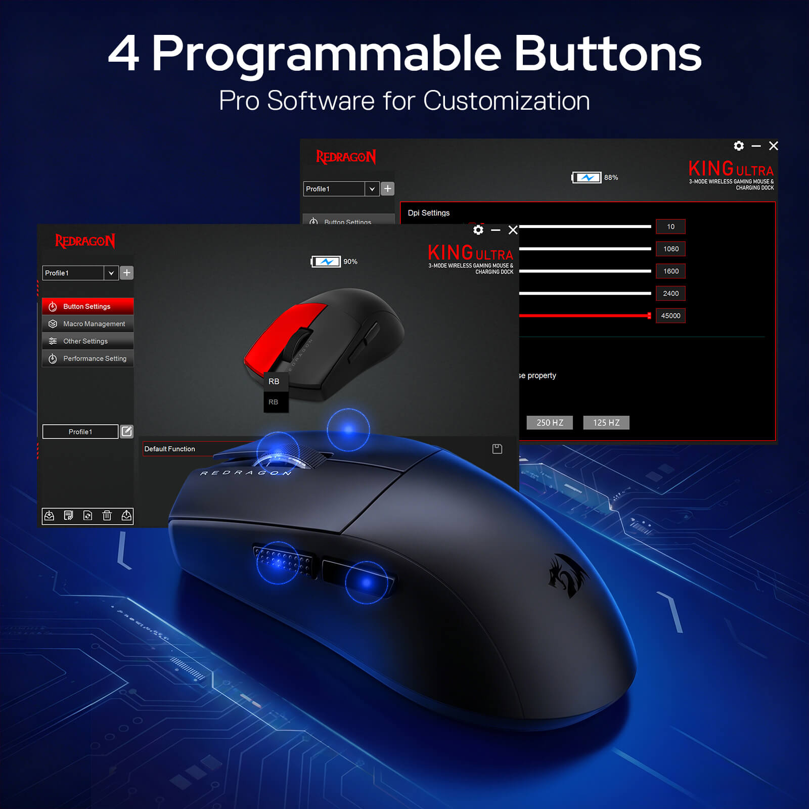 Redragon M999 Wireless Gaming Mouse 45000 DPI with RGB Dock – Redragonshop