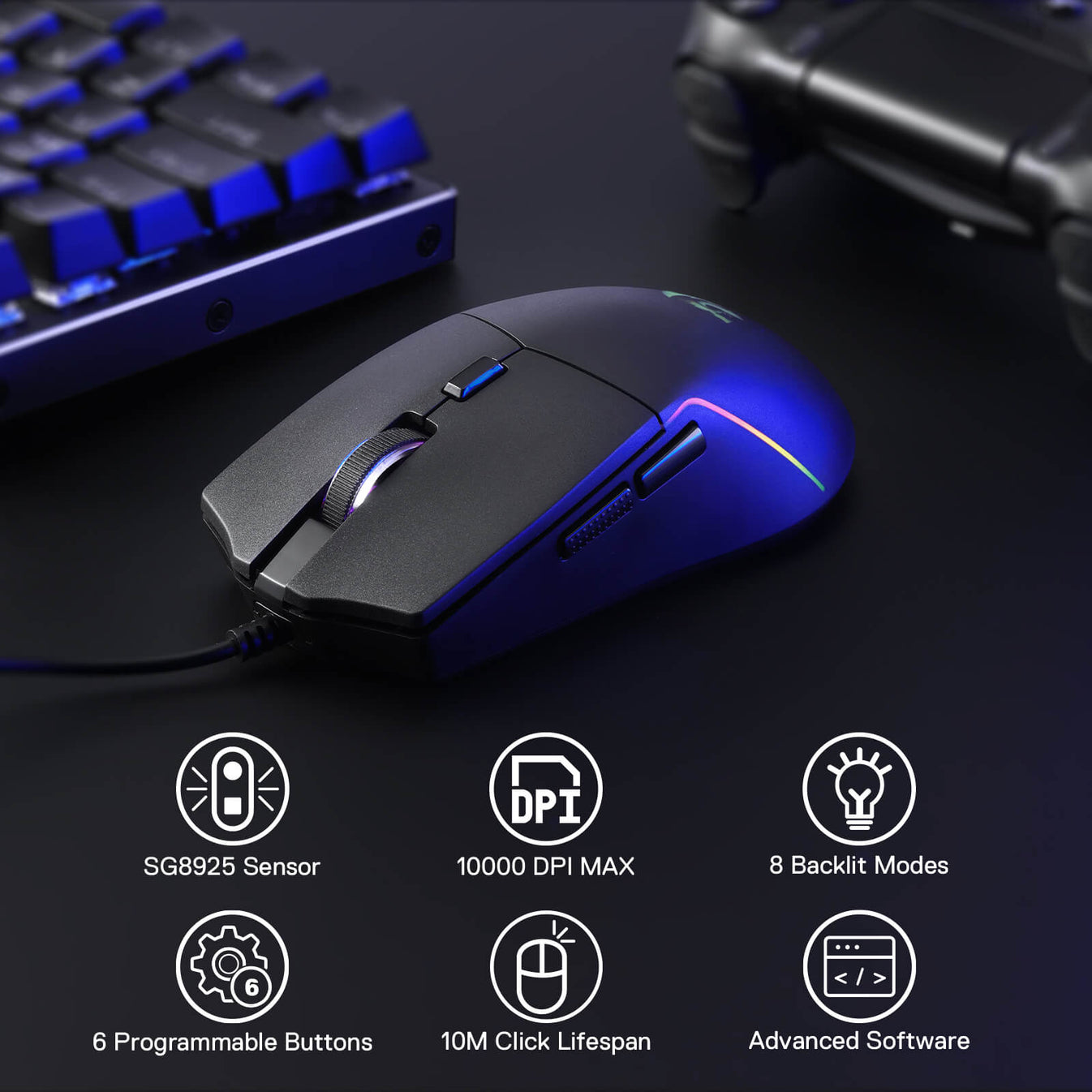 Redragon NAGA M730 Lightweight RGB Gaming Mouse with 10000 DPI ...