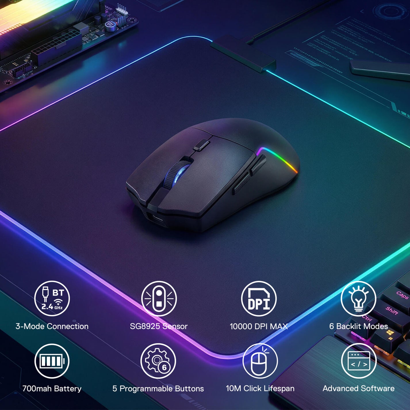 Redragon NAGA M730 Lightweight RGB Gaming Mouse with 10000 DPI ...