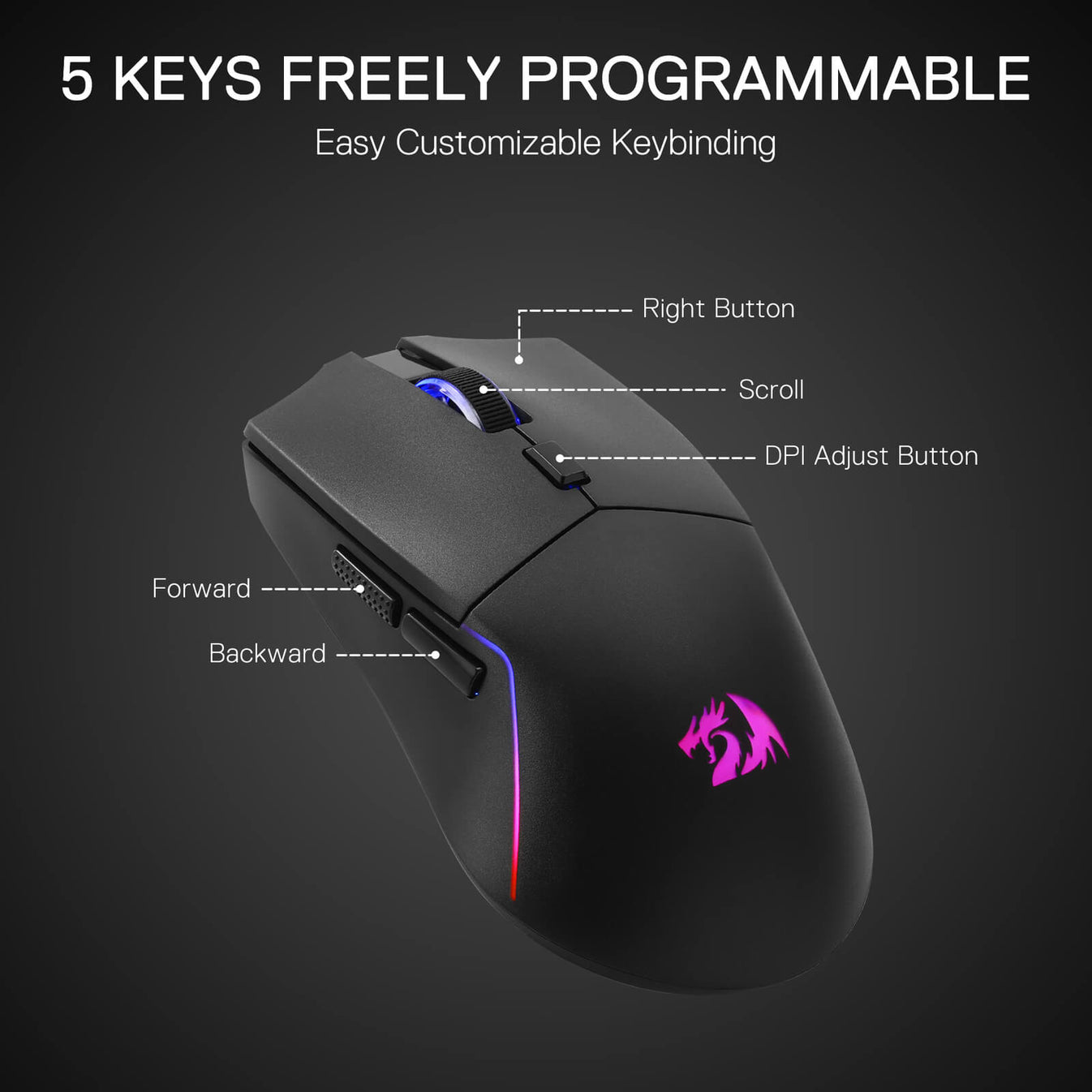 Redragon NAGA M730 Lightweight RGB Gaming Mouse with 10000 DPI ...