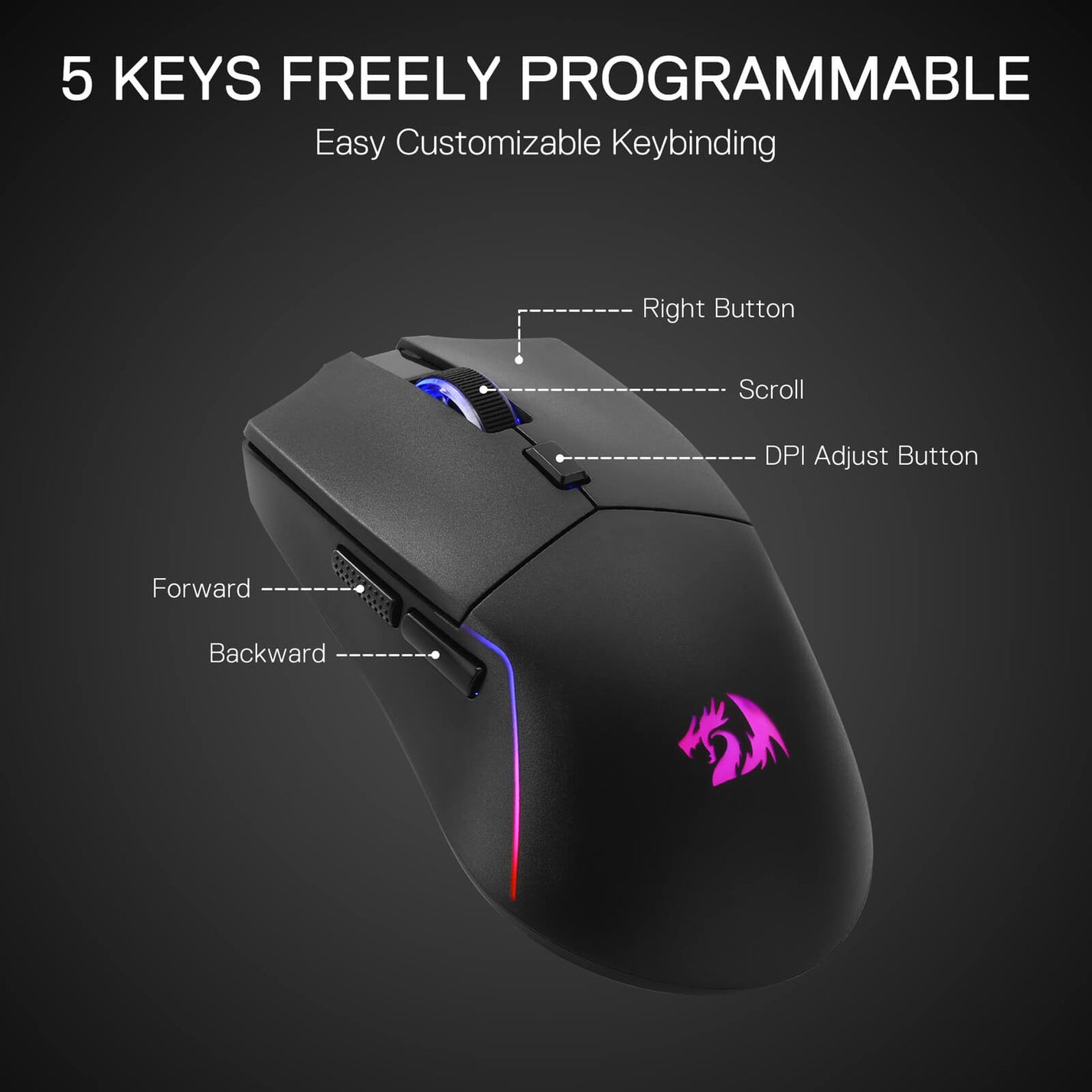 Redragon NAGA M730 Lightweight RGB Gaming Mouse with 10000 DPI ...